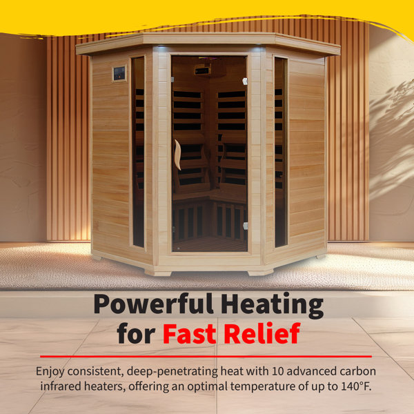 Heatwave 4-Person Hemlock Corner Infrared Sauna with 10 Carbon Heaters & Reviews | Wayfair